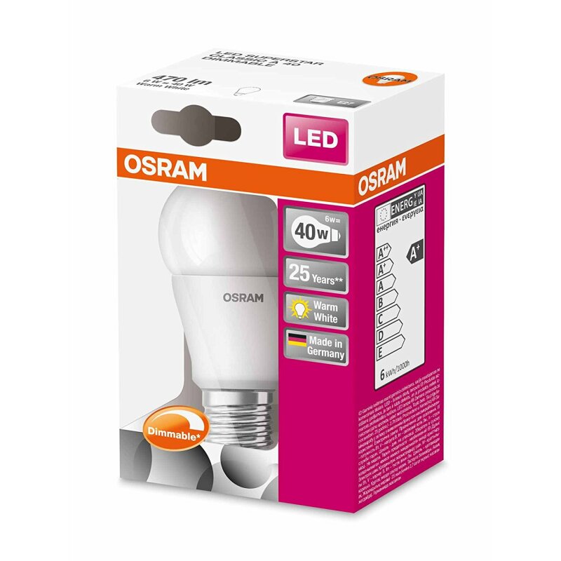 Osram Led Superstar Classic A 6w 40w E27 Matt Warmweiß 2700k Dimmba