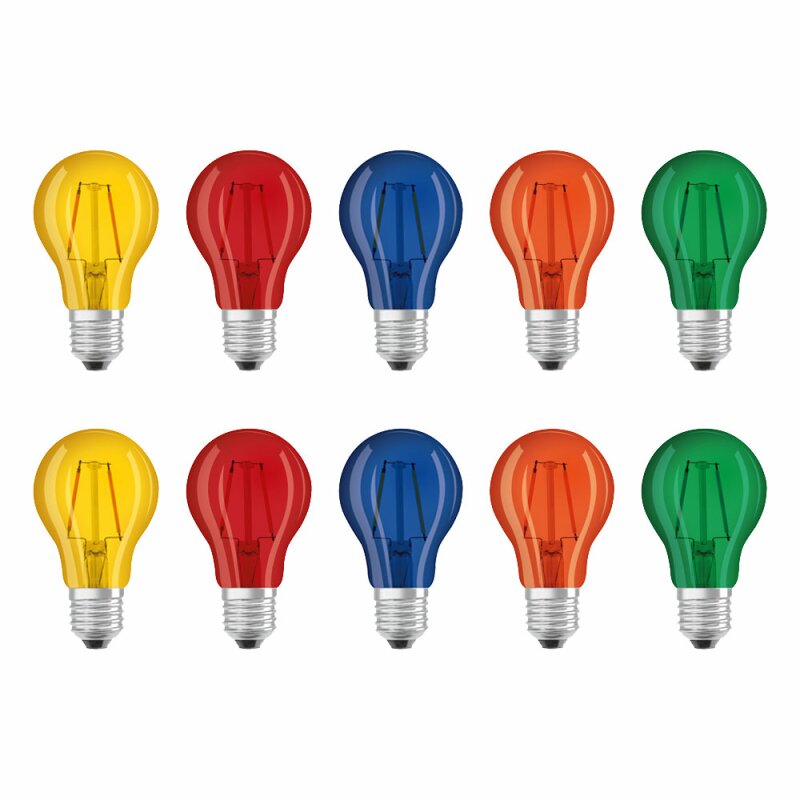 10 x Osram LED Filament Leuchtmittel Birnenform Star Classic bunt 2W 10 x Osram LED Filament Leuchtmittel Birnenform Star Classic bunt 2W