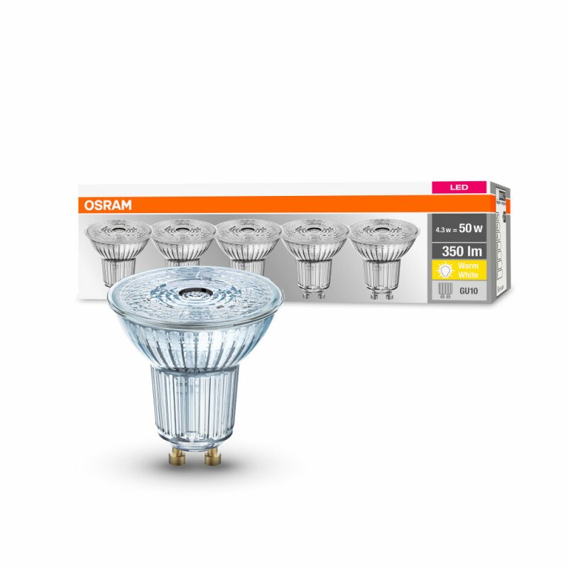 5 X Osram Led Leuchtmittel Glas Reflektor 4 3w 50w Gu10 Warmweiß 27