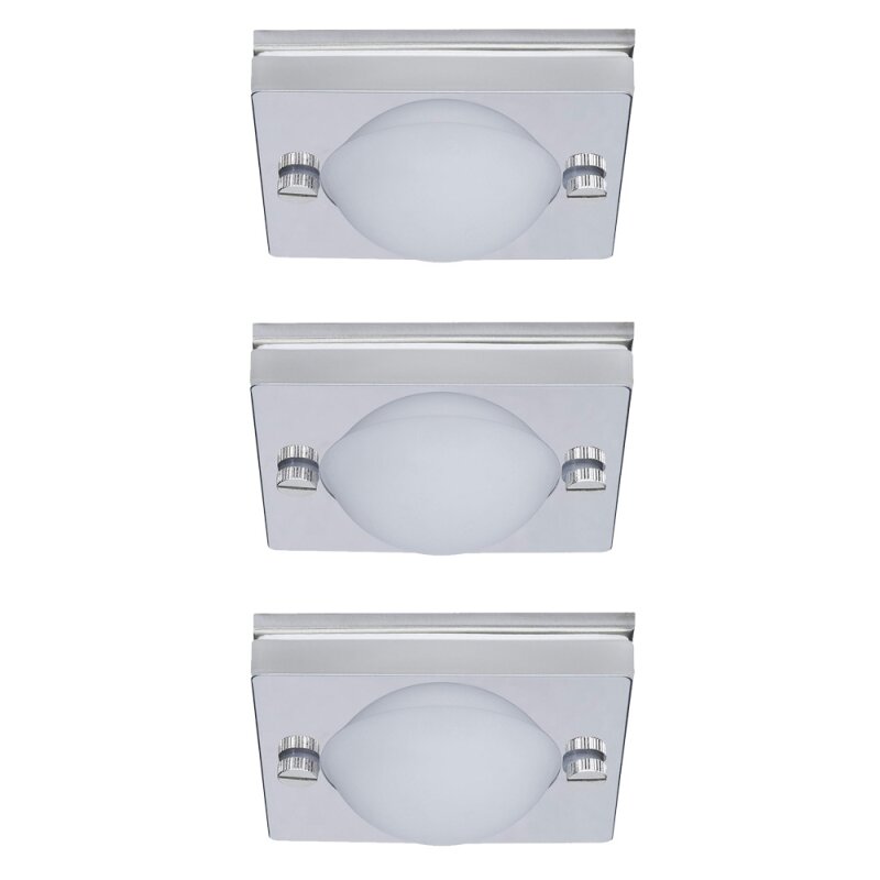 3 x Paulmann Einbauleuchten Spot-Set Satin/Chrom eckig IP65 max. 3 x 3 x Paulmann Einbauleuchten Spot-Set Satin/Chrom eckig IP65 max. 3 x