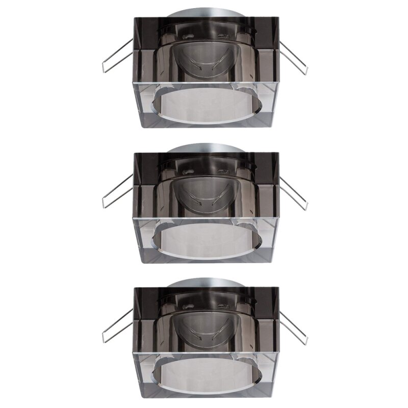 3 x Paulmann Einbauleuchten Spot-Set Cristall Rauchglas exkl. Leuchtm 3 x Paulmann Einbauleuchten Spot-Set Cristall Rauchglas exkl. Leuchtm