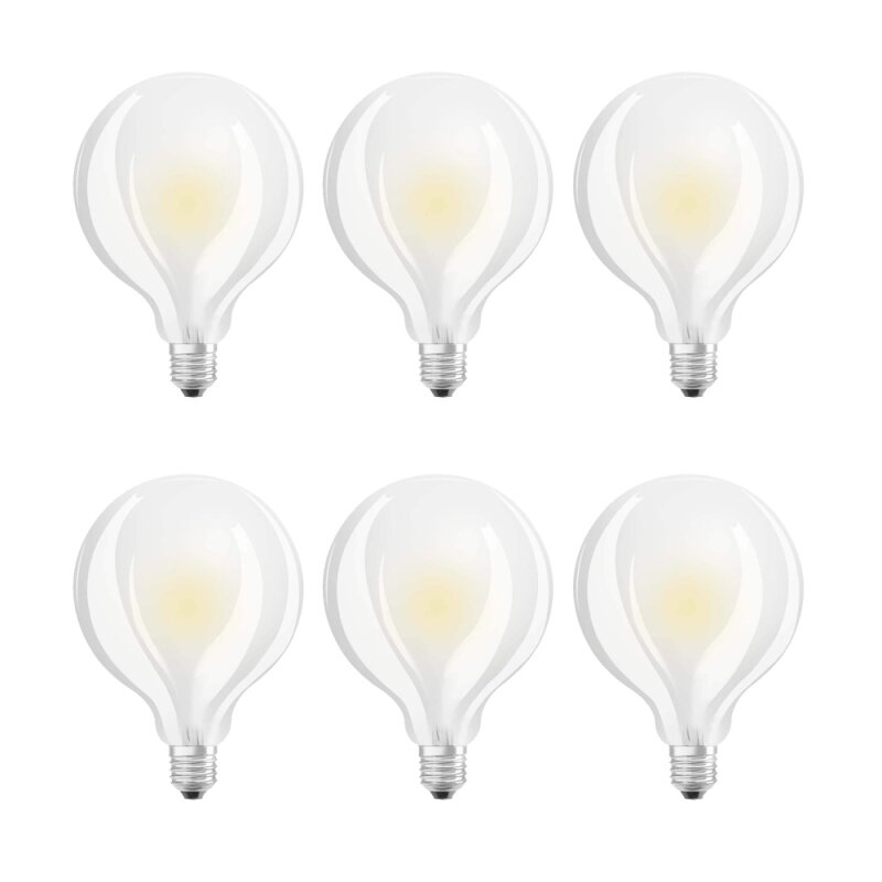 6 x Osram LED Filament Retrofit Classic Globe G95 6,5W = 60W E27 matt 6 x Osram LED Filament Retrofit Classic Globe G95 6,5W = 60W E27 matt