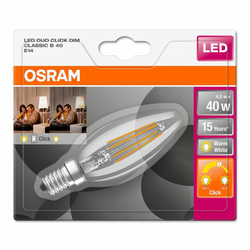 6 X Osram Led Filament Duo Click Leuchtmittel Kerze 4w 40w E14 Klar
