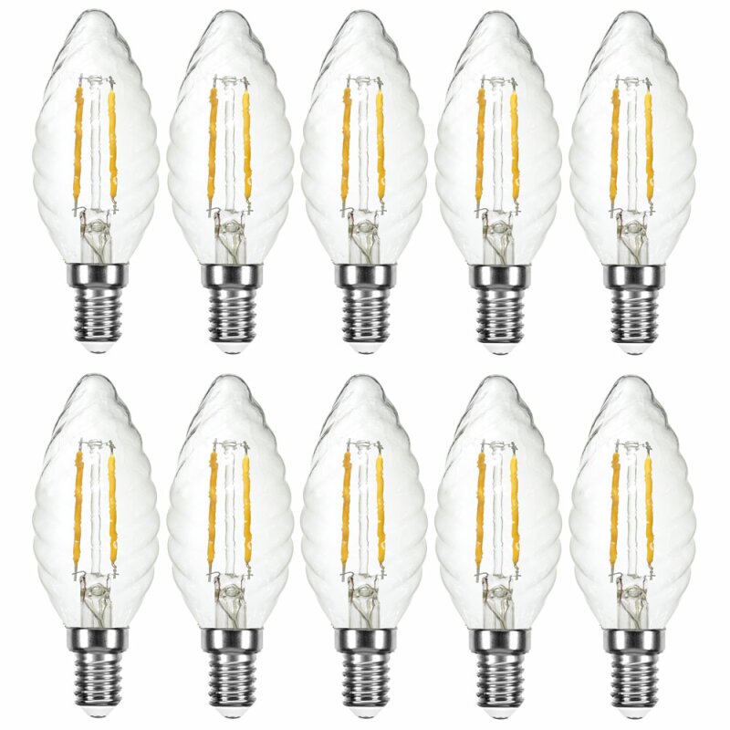 10 X Led Filament Leuchtmittel Kerze Gedreht 4w 40w E14 Klar Warmwe