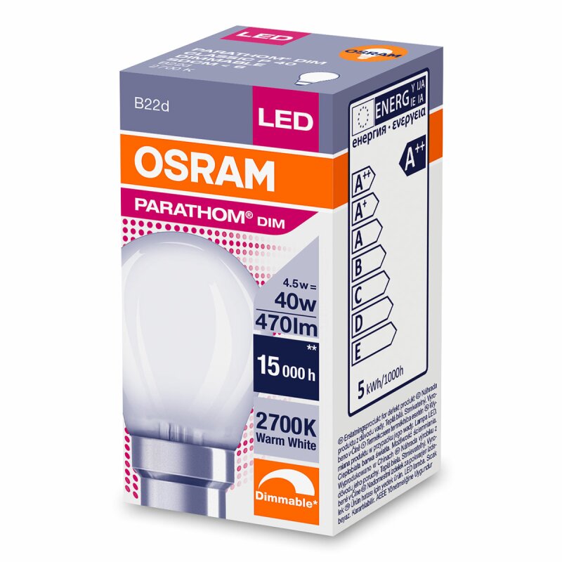 Osram LED Filament Leuchtmittel Parathom Tropfenform 4,5W = 40W B22d Osram LED Filament Leuchtmittel Parathom Tropfenform 4,5W = 40W B22d