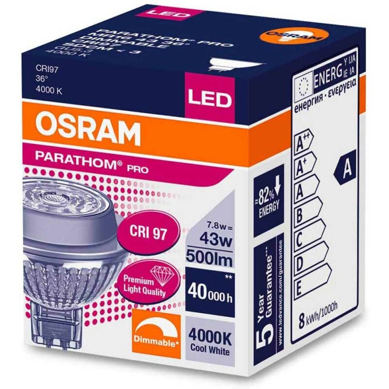 10 x Osram LED Leuchtmittel Parathom Pro Reflektor MR16 7,8W = 43W GU 10 x Osram LED Leuchtmittel Parathom Pro Reflektor MR16 7,8W = 43W GU