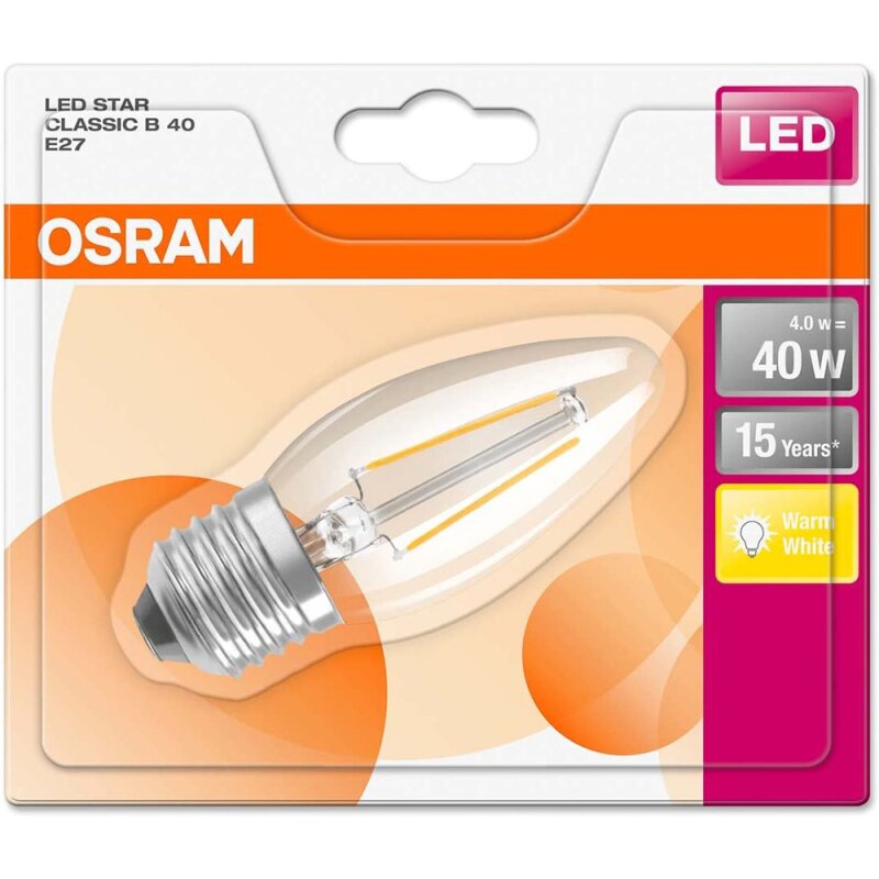 Osram LED Filament Leuchtmittel Kerzenform 4W = 40W E27 klar 470lm wa Osram LED Filament Leuchtmittel Kerzenform 4W = 40W E27 klar 470lm wa