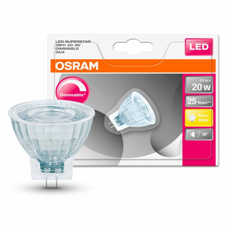 Osram LED Leuchtmittel Glas Reflektor Superstar MR11 3,2W = 20W GU4 1 Osram LED Leuchtmittel Glas Reflektor Superstar MR11 3,2W = 20W GU4 1