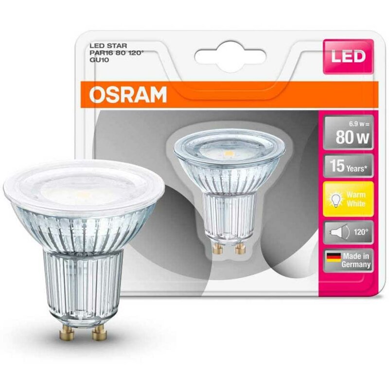10 X Osram Led Glas Reflektor 6 9w 80w Gu10 Klar 575lm Warmweiß 270