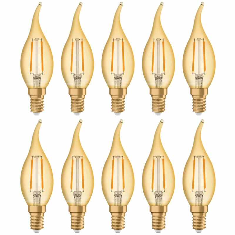 10 X Osram Led Filament Vintage 1906 Windstoßkerze 1 5w 12w E14 Gol