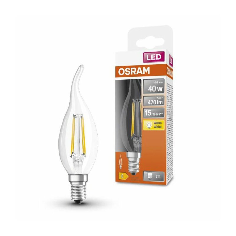 Osram Led Filament Retrofit Windstoß Kerze 4w 40w E14 Klar Classic