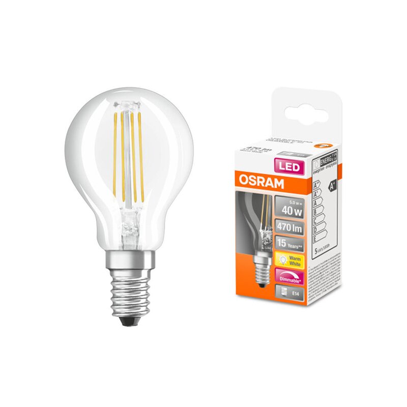 Osram Led Filament Tropfen 5w 40w E14 Klar 470lm Fs Warmweiß 2700k