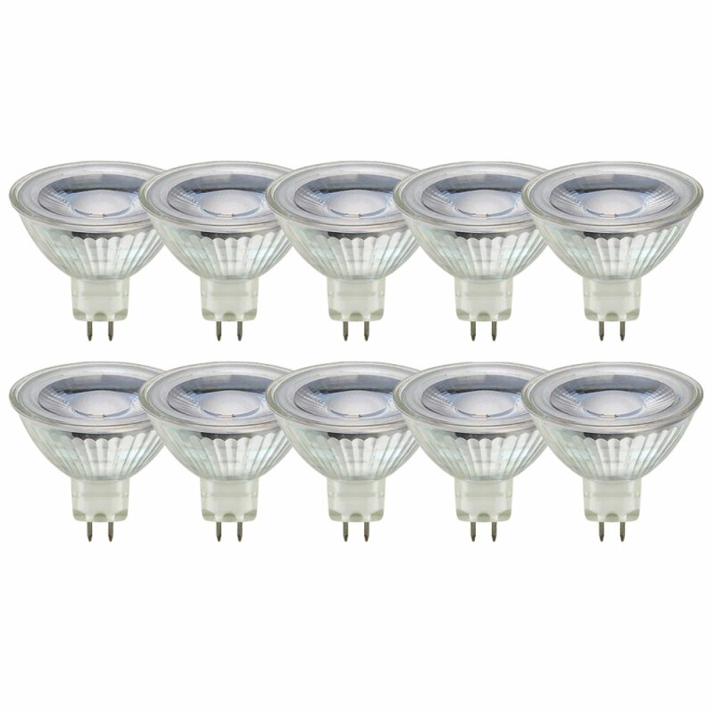 10 X Led Glas Reflektor Mr16 5w Gu5 3 12v 350lm Warmweiß 2700k 38° Di